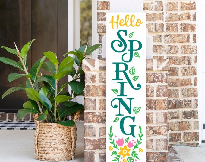 Hello Spring Porch Sign, Spring Porch Leaner - Etsy