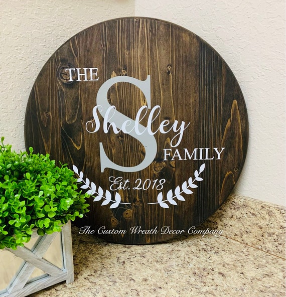 Round Family Name Sign Rustic Last Name Sign Last Name | Etsy