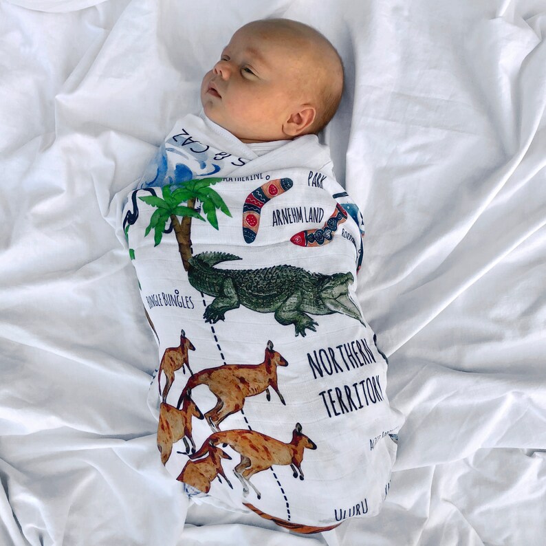 Australian Map Muslin Swaddle - Australian Accessories for Baby Boys ...