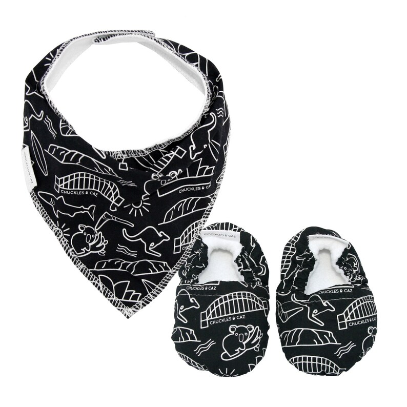 Australian Icon Dribble Bib & Baby Booties Gift Set Handmade Australian ...