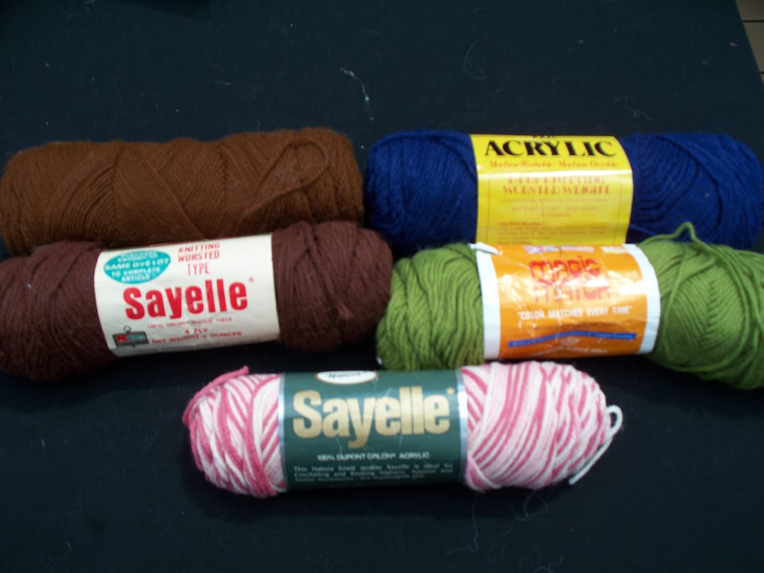 Vintage Acrylic Yarn: Sayelle, Rhapsody, Magic Match - Worsted Weight ...