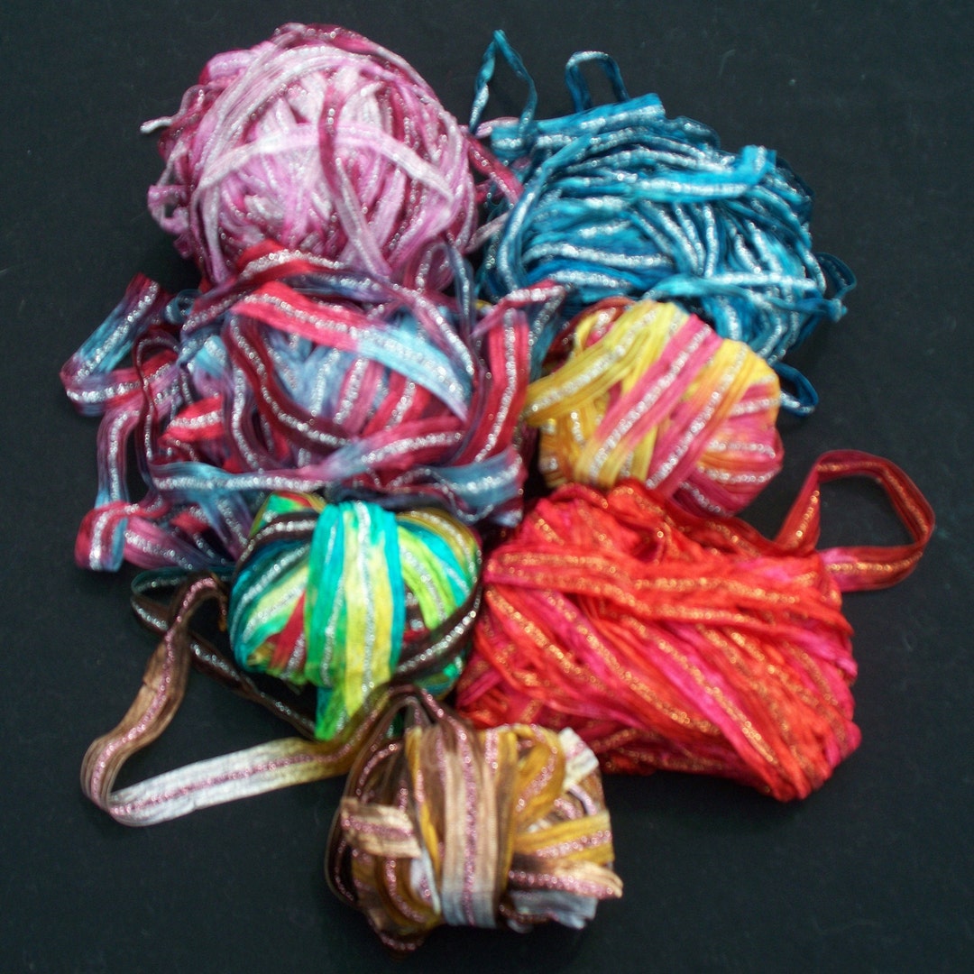 Louisa Harding Sari Ribbon Yarn Choice of Blue, Red, Brown, Gold, Green ...