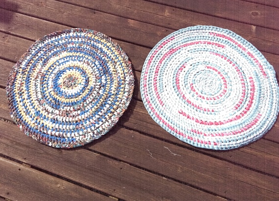 Made to Order Round or Oval Rag Rug Amish Knotted Accent Rug | Etsy