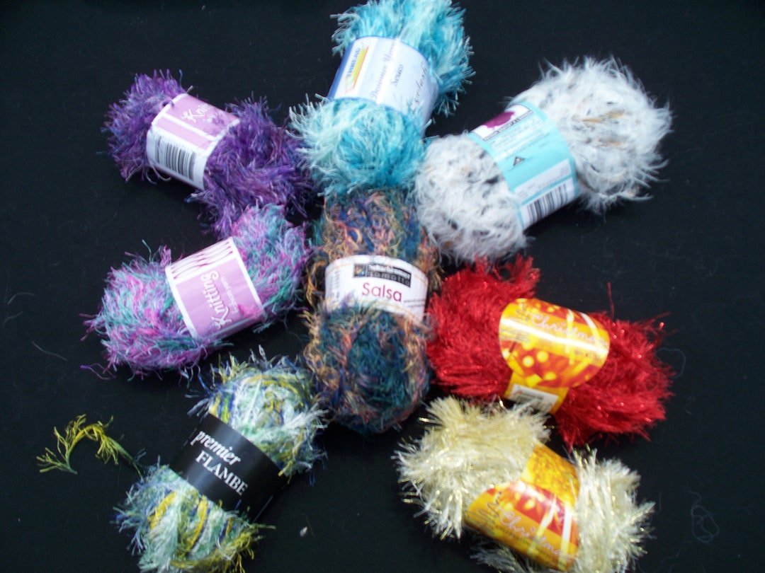 Eyelash Yarn, Choice of Blue, Green, Red, White, Red, Ivory, Purple ...
