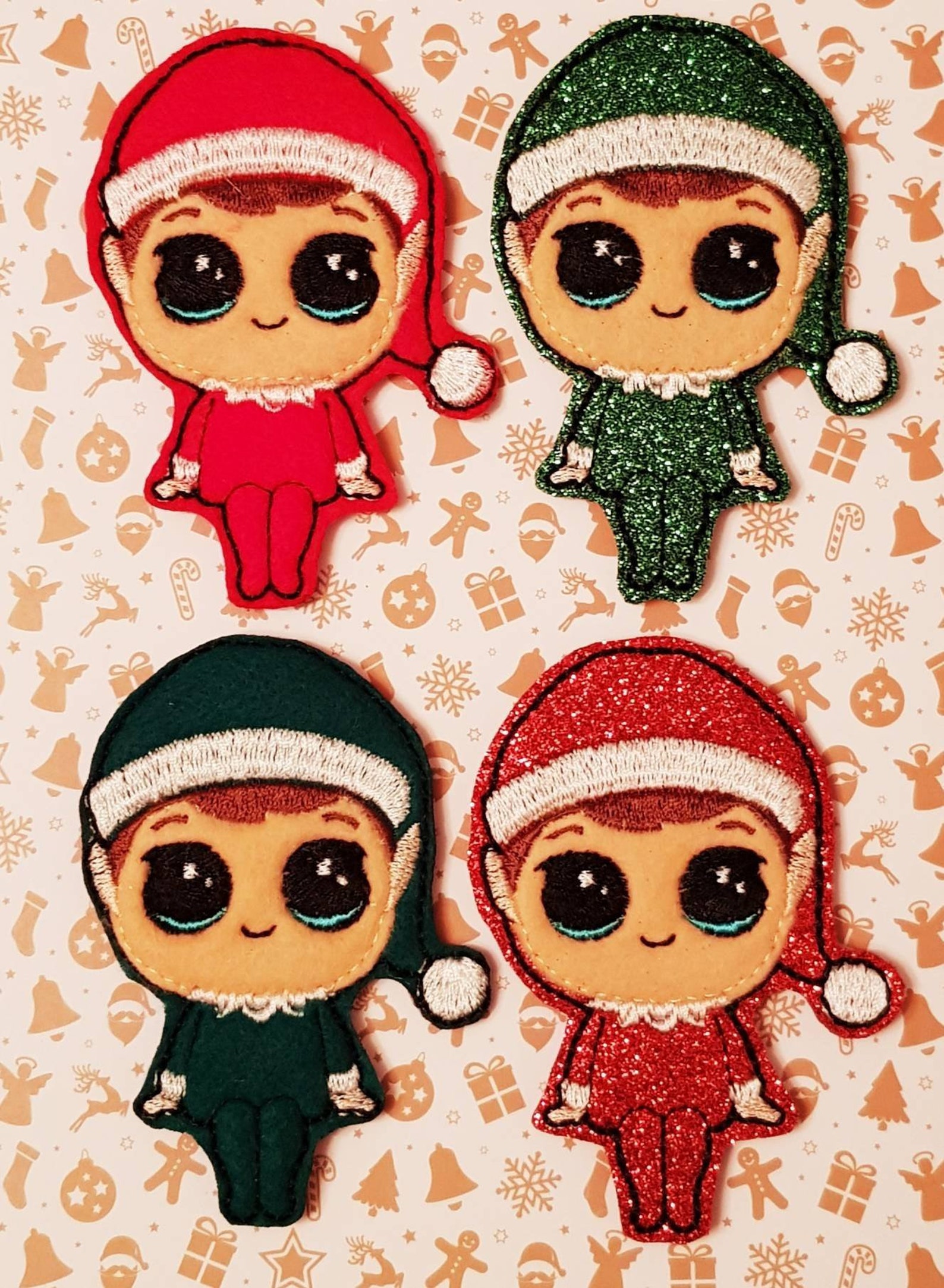 Cute Shelf Elf on Christmas Kawaii Happy Face Pattern Embroidery in the ...