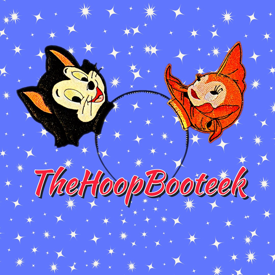 Figaro Cat Cleo Fish. Mickey Ears Digital Embroidery Design Download ...