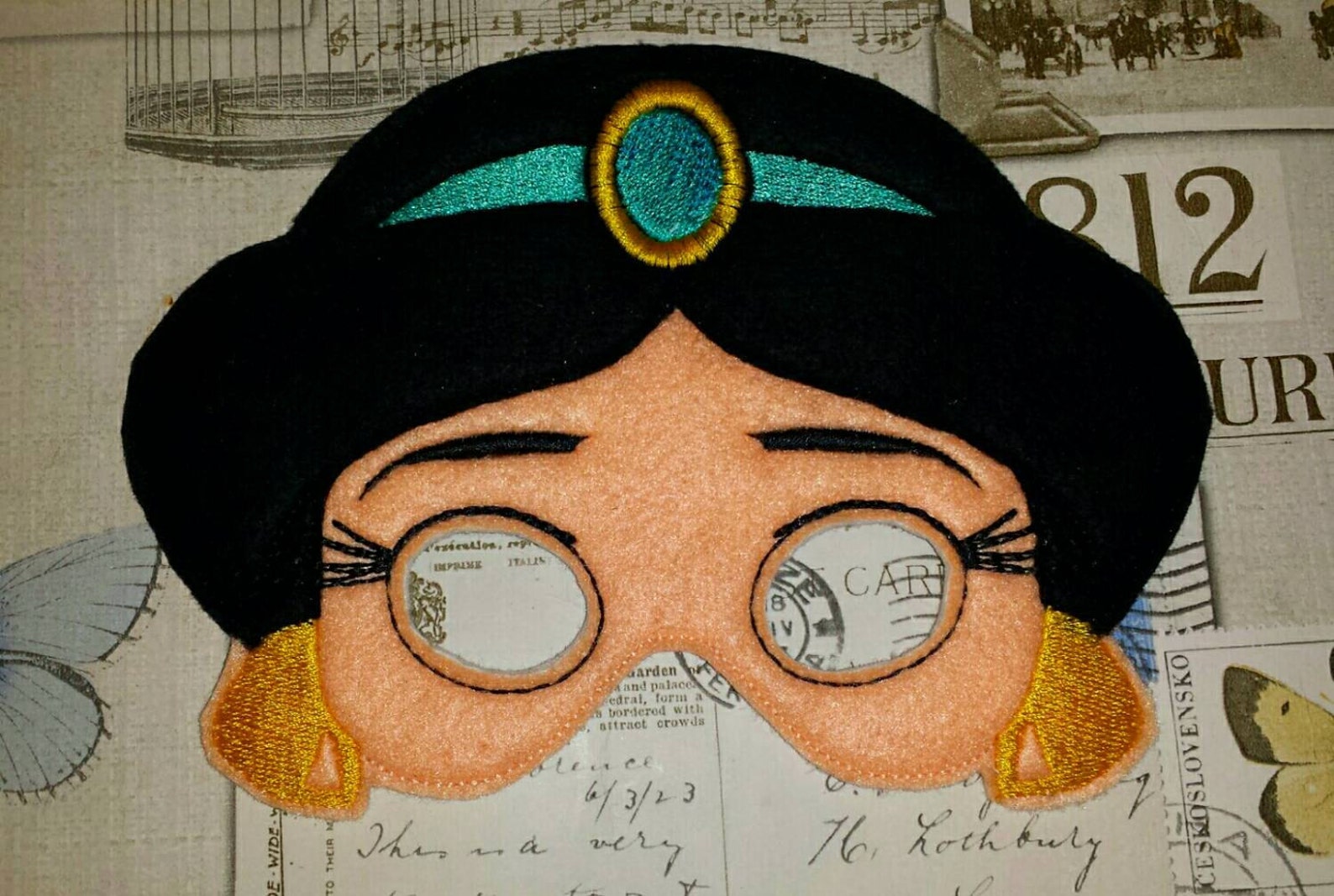 Princess Jasmine Inspired Mask ITH Project in the Hoop Embroidery ...