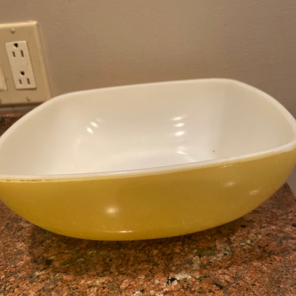 Yellow Pyrex Square Bowl - Etsy