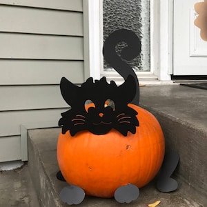 Metal Cat Pumpkin Decorating Kit, Black Cat, Fall, Halloween, Kitty ...