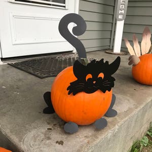 Metal Cat Pumpkin Decorating Kit, Black Cat, Fall, Halloween, Kitty ...