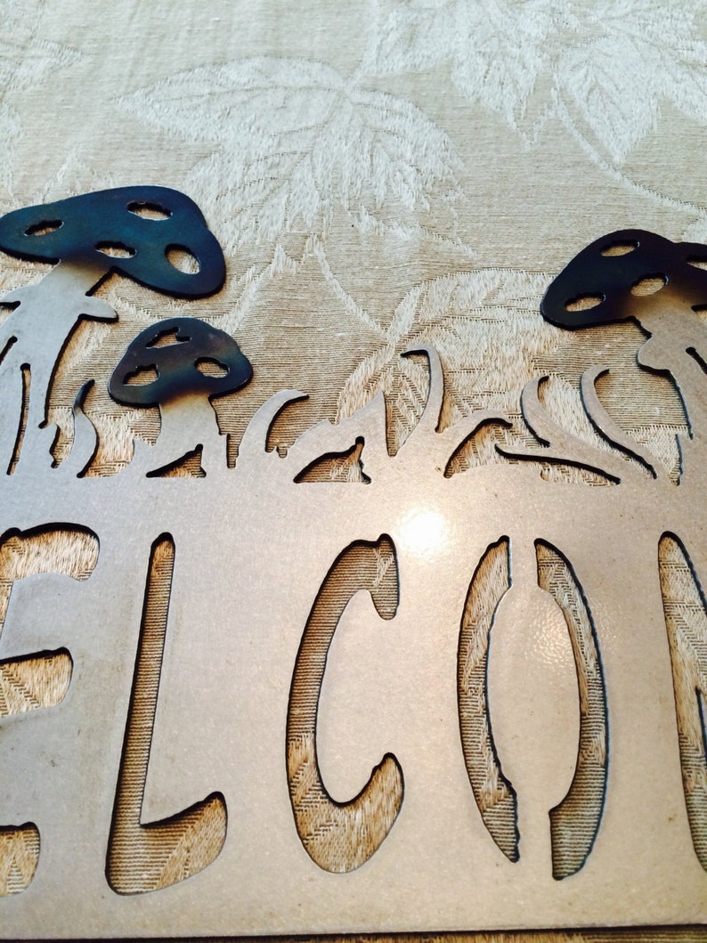 Metal Mushroom WELCOME Sign 12" X 8" - Etsy