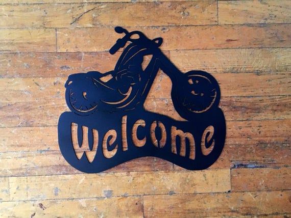 Metal Motorcycle Chopper Welcome Sign 16 X 14.5 | Etsy