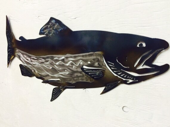 Metal Salmon Wall Hanging 18 x 9 | Etsy