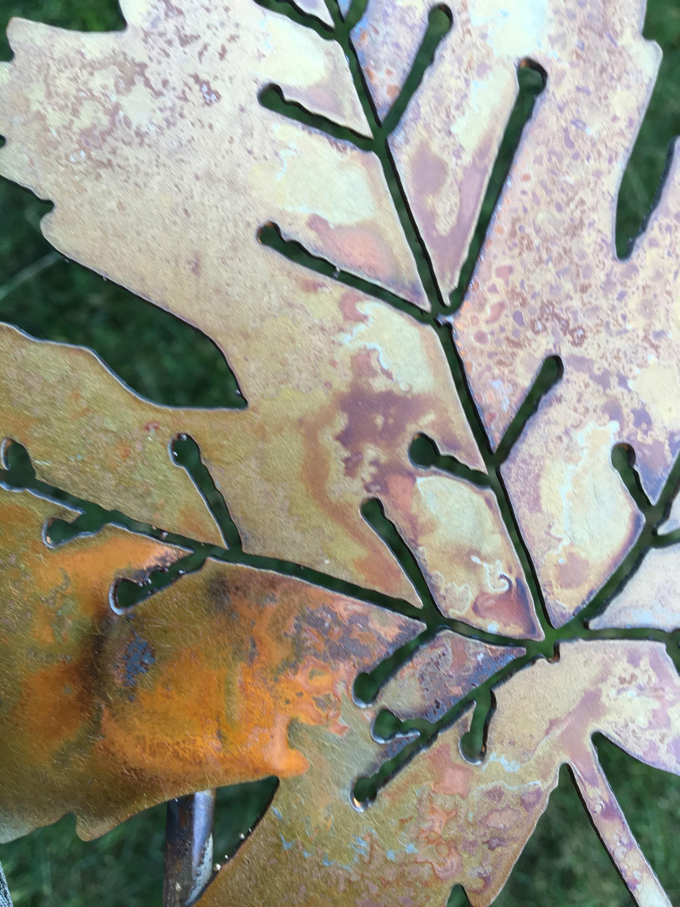 8 Metal Leaves Garden Stakes Rustic | Etsy