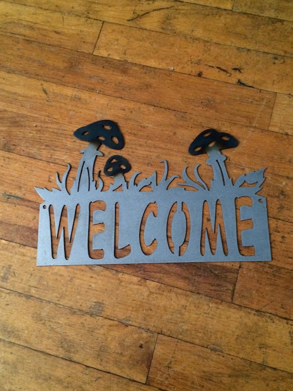 Metal Mushroom WELCOME Sign 12 X 8 | Etsy