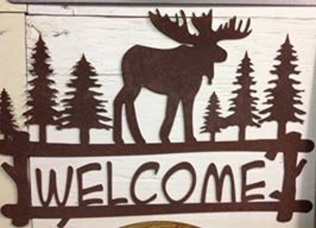 Metal Moose Scene Welcome Sign - Etsy