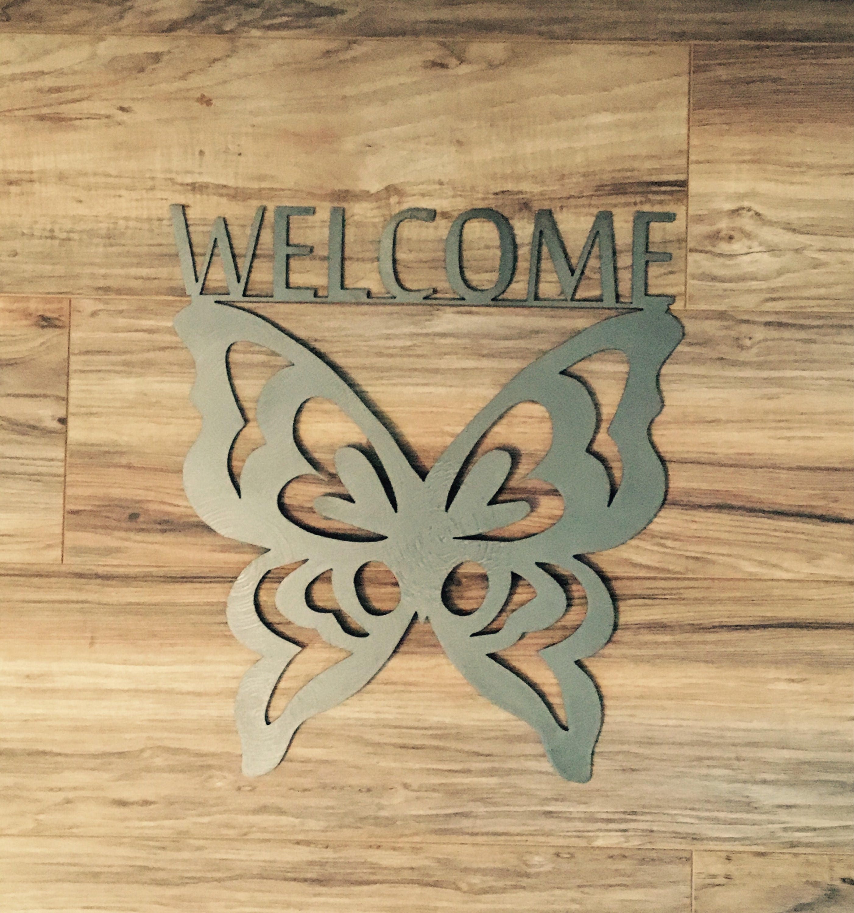 Metal Butterfly Welcome Sign | Etsy