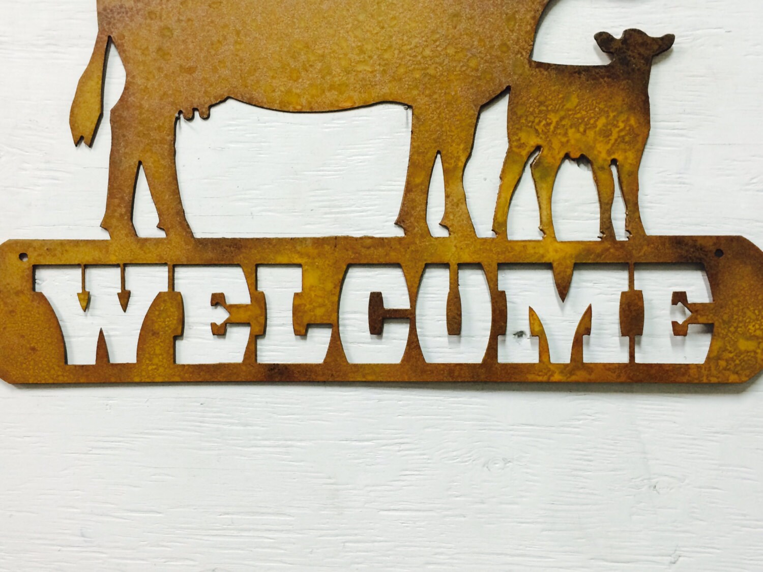 Metal Cow & Calf Welcome Sign - Etsy