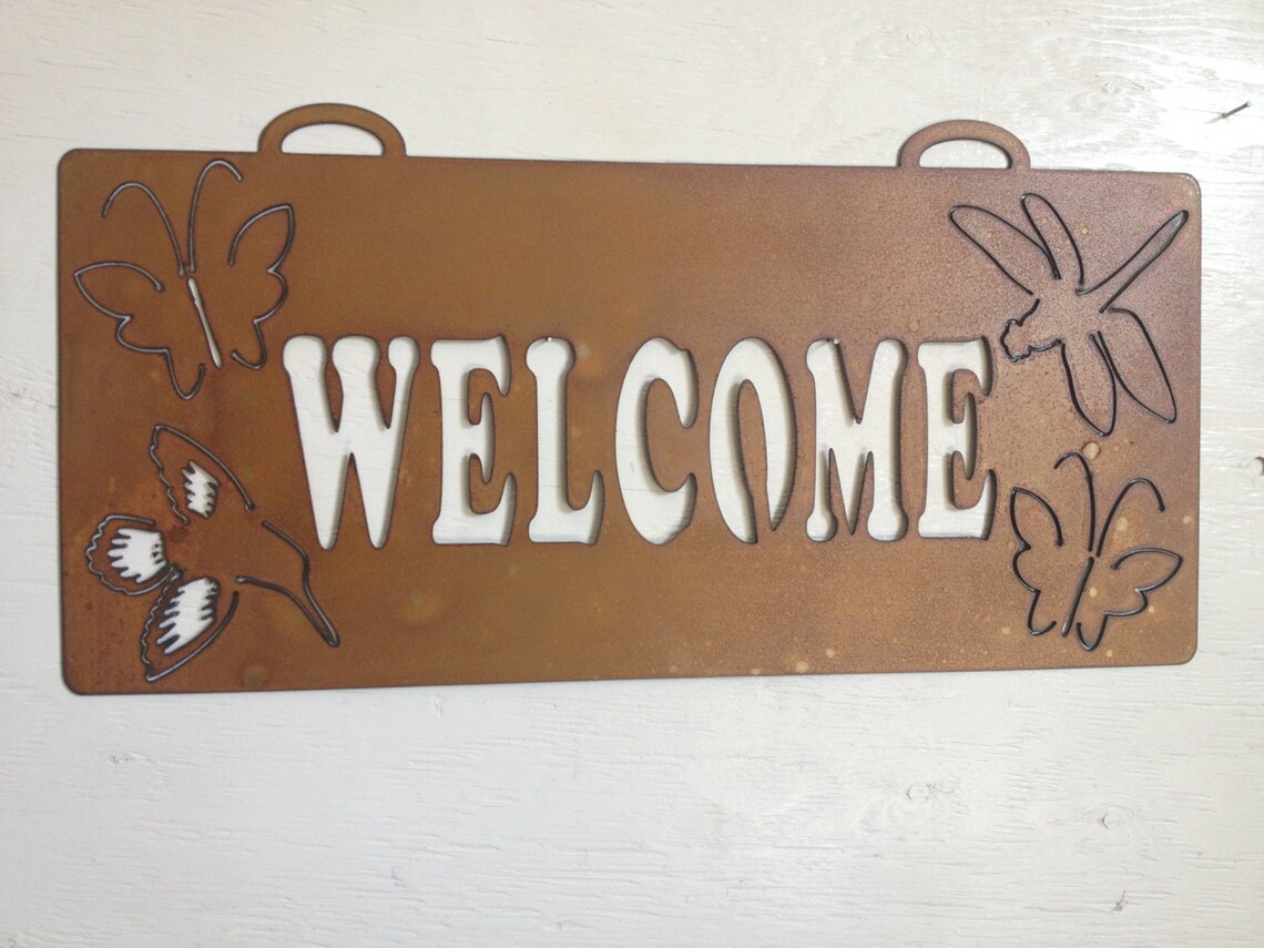 Metal Buggy Garden Welcome Sign - Etsy