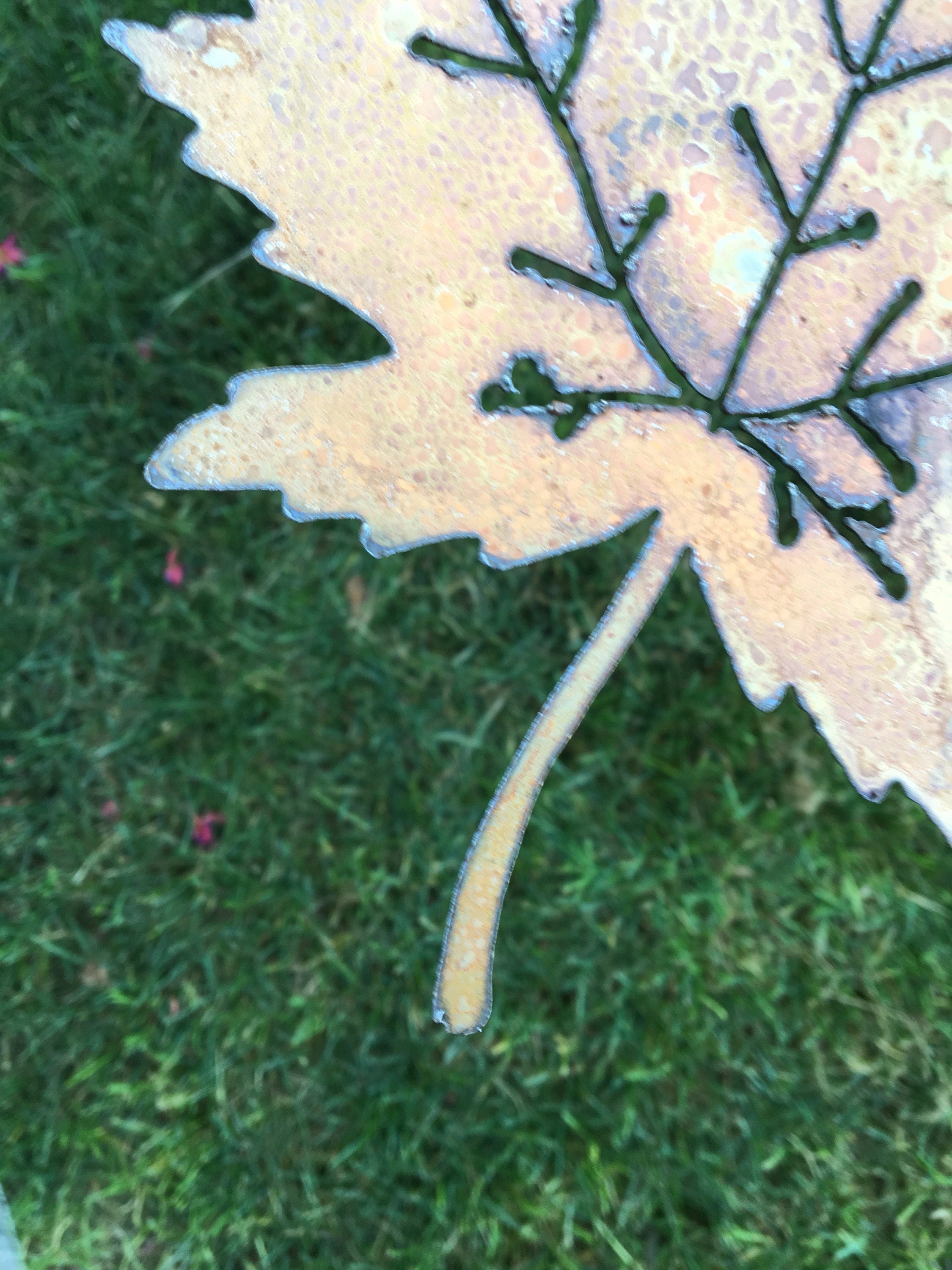 8 Metal Leaves Garden Stakes Rustic | Etsy