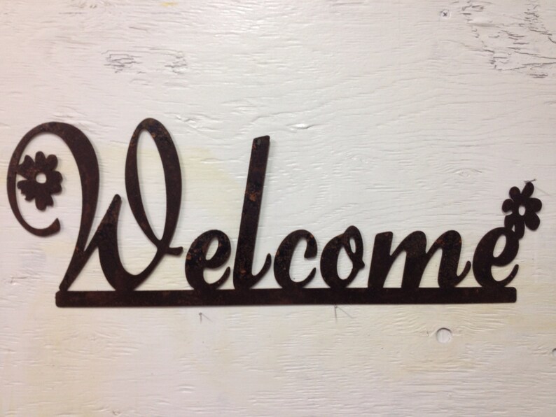 Metal Rustic Daisy Welcome Sign - Etsy