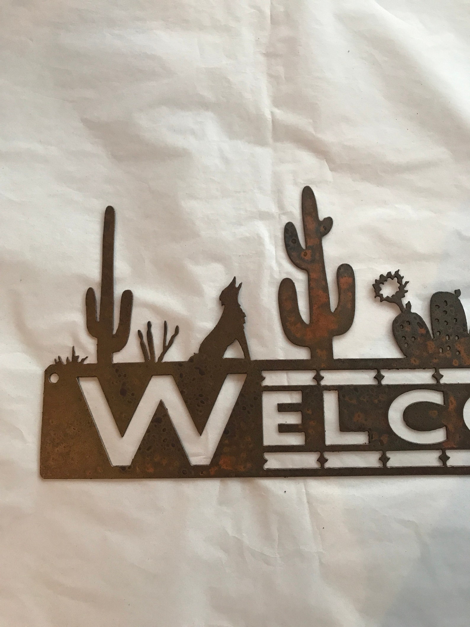 Metal Cactus Welcome Sign - Etsy