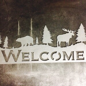 Metal Bear and Moose WELCOME Sign 18" X 6.5" - Etsy