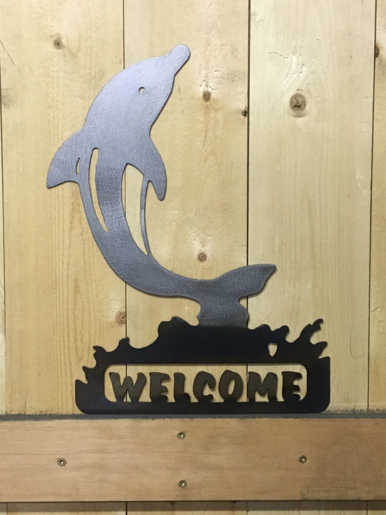 Metal Dolphin Welcome Sign - Etsy