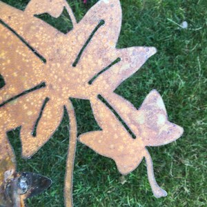 10" Metal Leaves Garden Stake, Rustic - Etsy