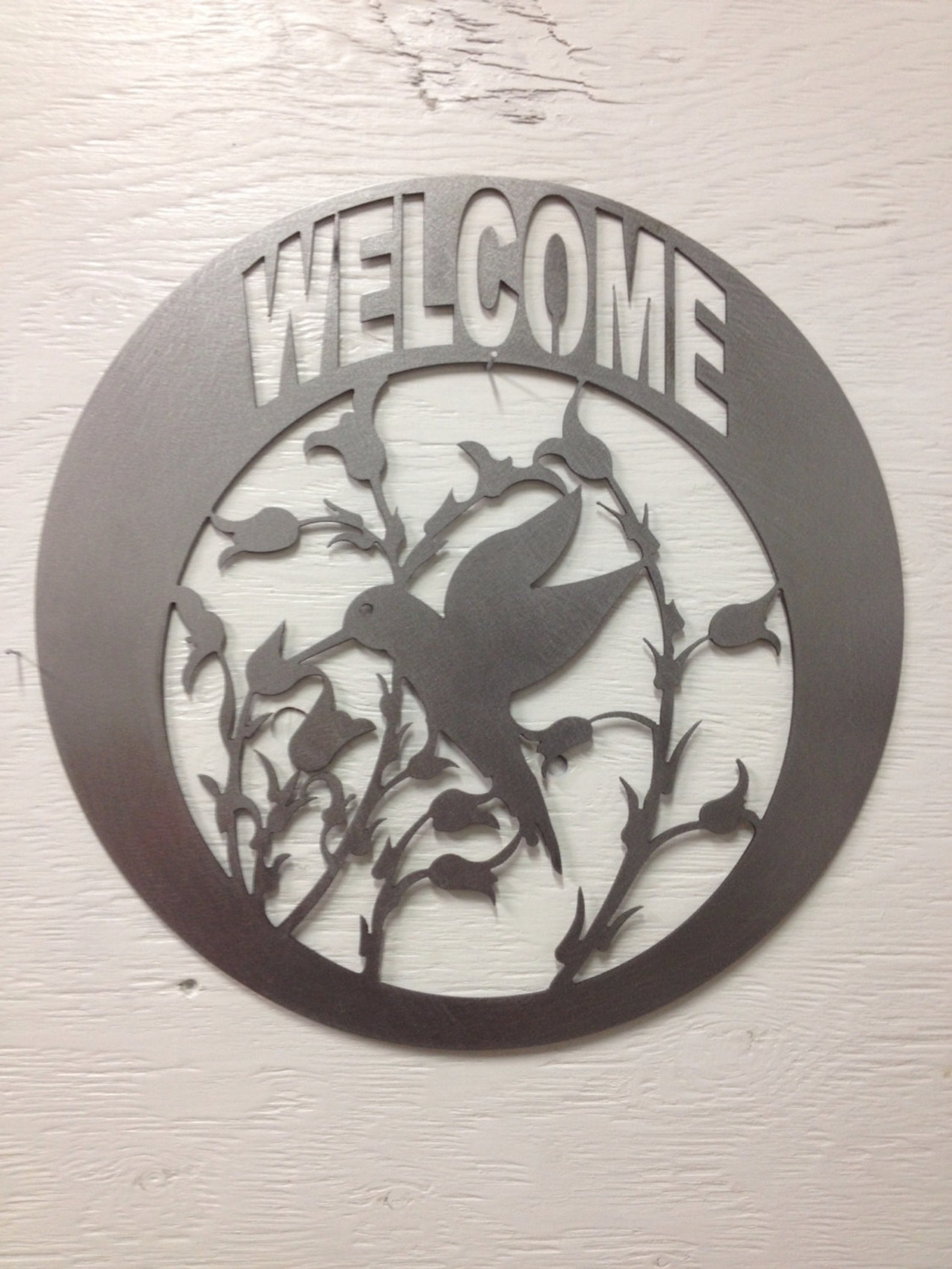 Metal Hummingbird Welcome Sign - Etsy