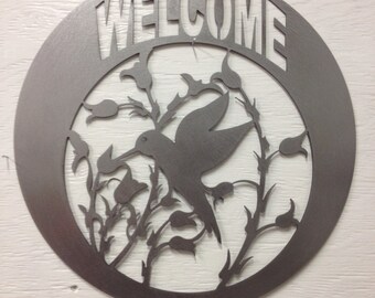 Metal Hummingbird Welcome Sign | Etsy