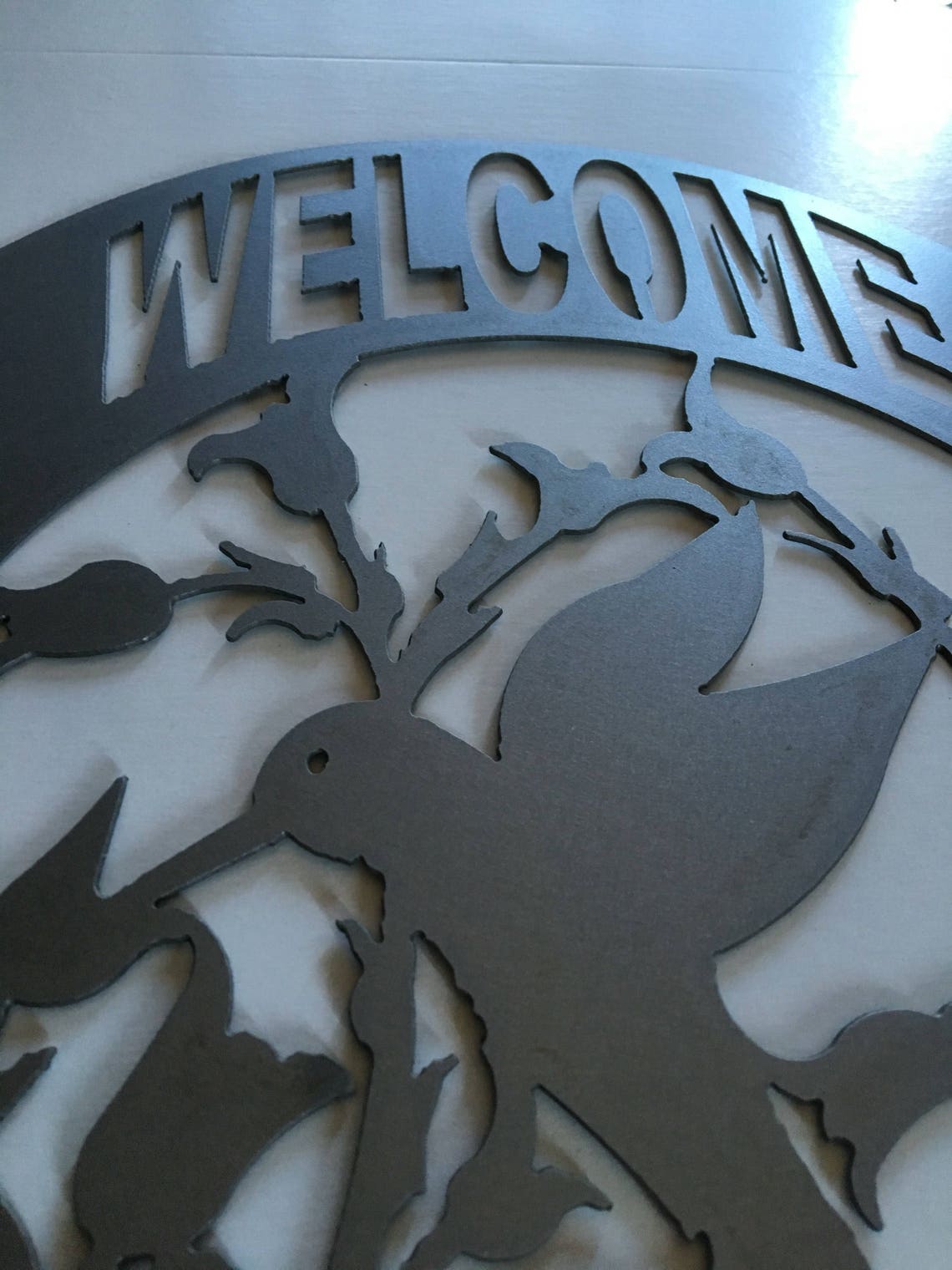 Metal Hummingbird Welcome Sign - Etsy