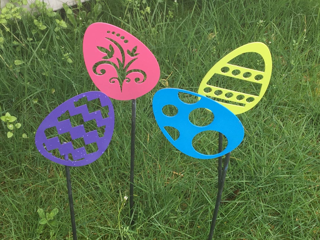 6" Metal SET Easter Egg Garden & Yard Stake(s) - Etsy