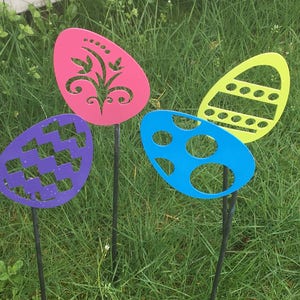 6" Metal SET Easter Egg Garden & Yard Stake(s) - Etsy