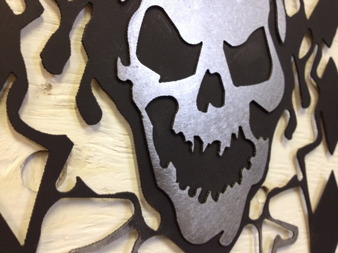 Metal Skull Checkered Flag Wall Hanging Winners Circle Grim - Etsy