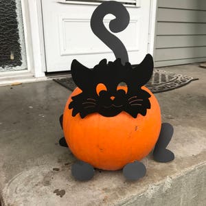 Metal Cat Pumpkin Decorating Kit, Black Cat, Fall, Halloween, Kitty ...