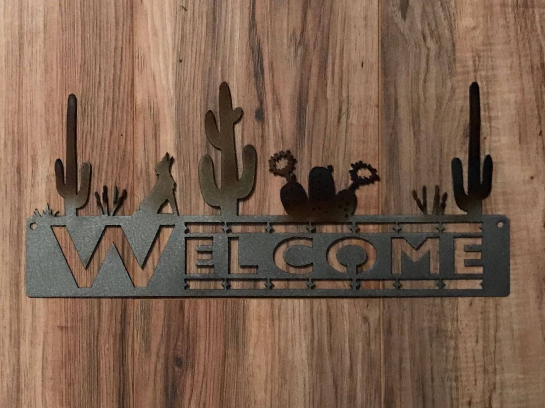 Metal Cactus Welcome Sign - Etsy