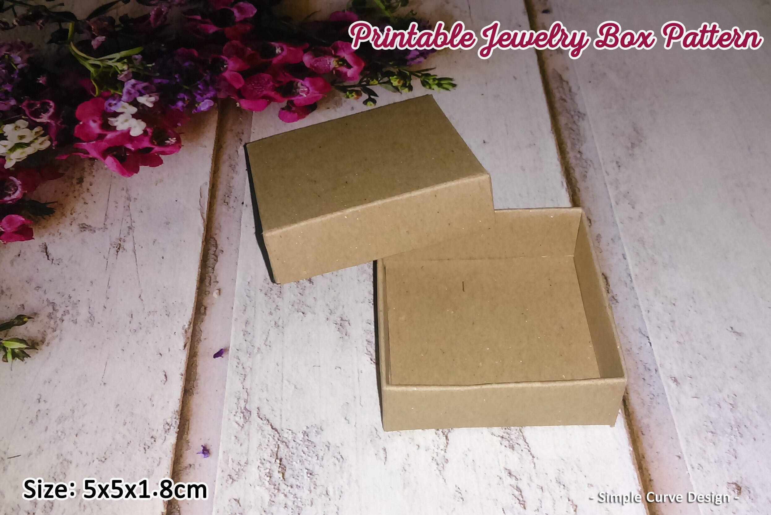 Printable Jewelry Box Pattern 5cm X 5cm X 1,8 Cm / Box Template / Paper ...