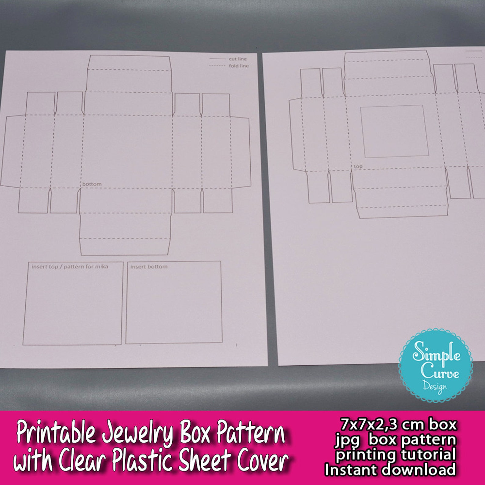 Printable Jewelry Box Pattern Clear Plastic Sheet Packaging Ready to ...
