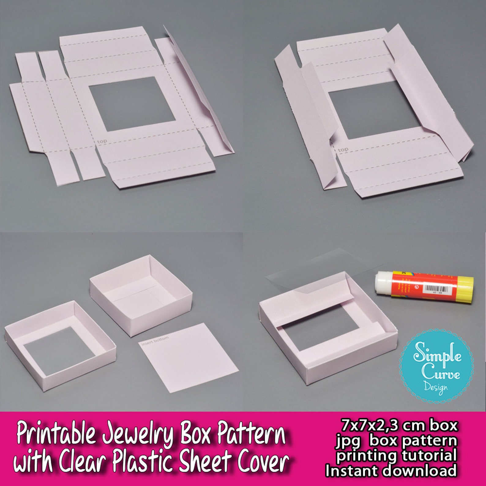 Printable Jewelry Box Pattern Clear Plastic Sheet Packaging Ready to ...