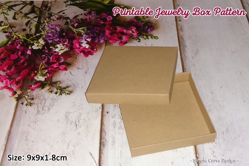 Printable Jewelry Box Pattern 9cm X 9cm X 1,8 Cm / Box Template / Paper ...