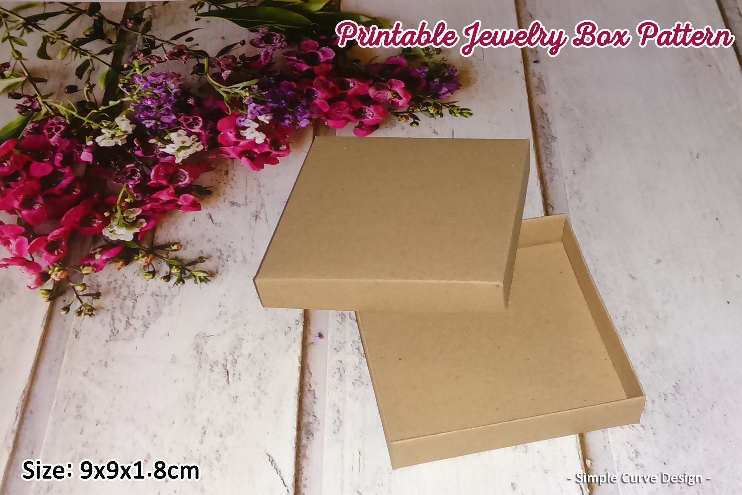 Printable Jewelry Box Pattern 9cm X 9cm X 1,8 Cm / Box Template / Paper ...
