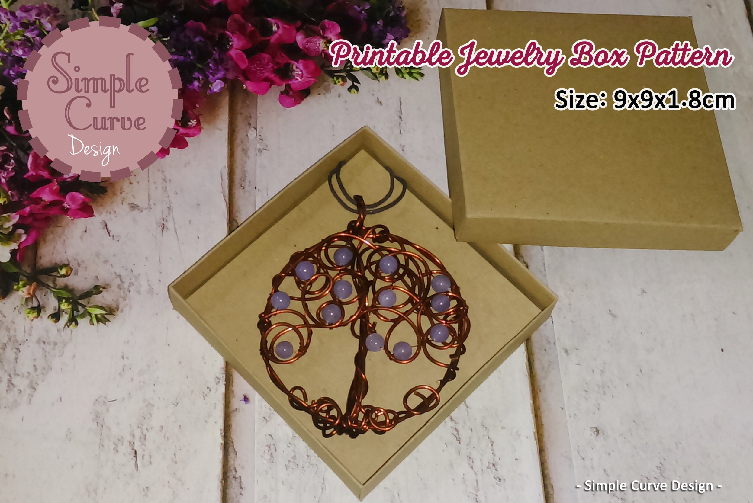 Printable Jewelry Box Pattern 9cm X 9cm X 1,8 Cm / Box Template / Paper ...