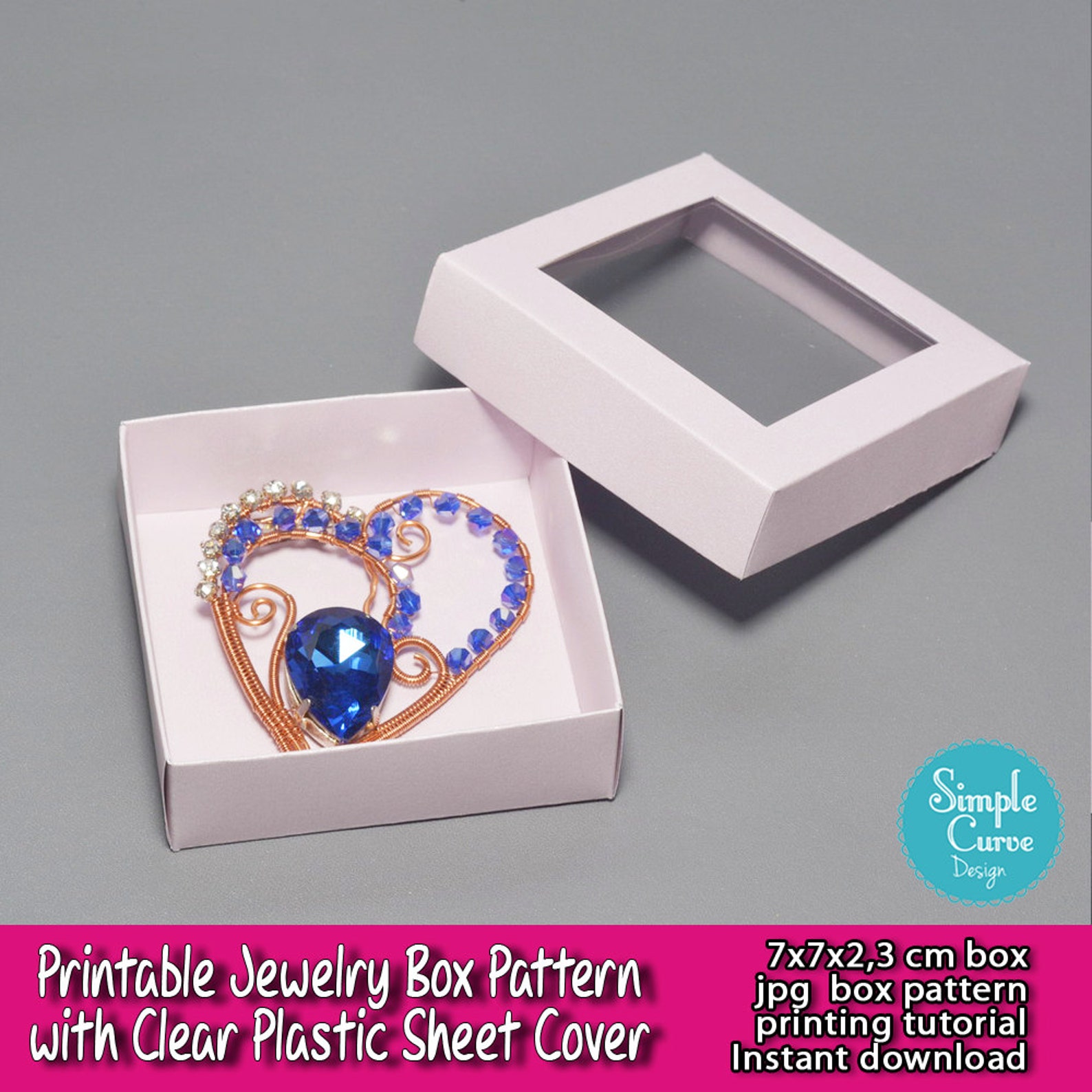 Printable Jewelry Box Pattern Clear Plastic Sheet Packaging Ready to ...