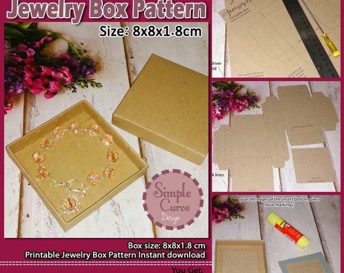 Jewelry Box Printable Pattern Packaging Gift Box Ready to Use Box ...