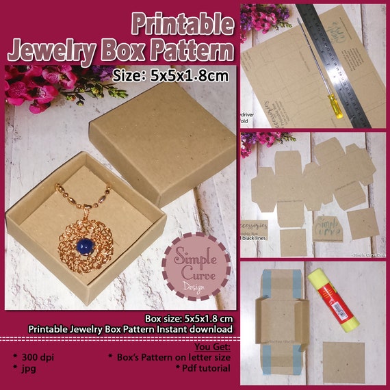 Printable Jewelry Box Pattern 5cm X 5cm X 18 Cm / Box | Etsy