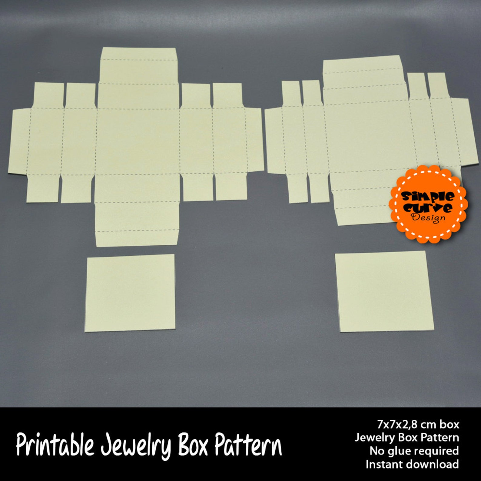 Jewelry Box Printable Pattern Packaging Gift Box Ready to Use Box ...