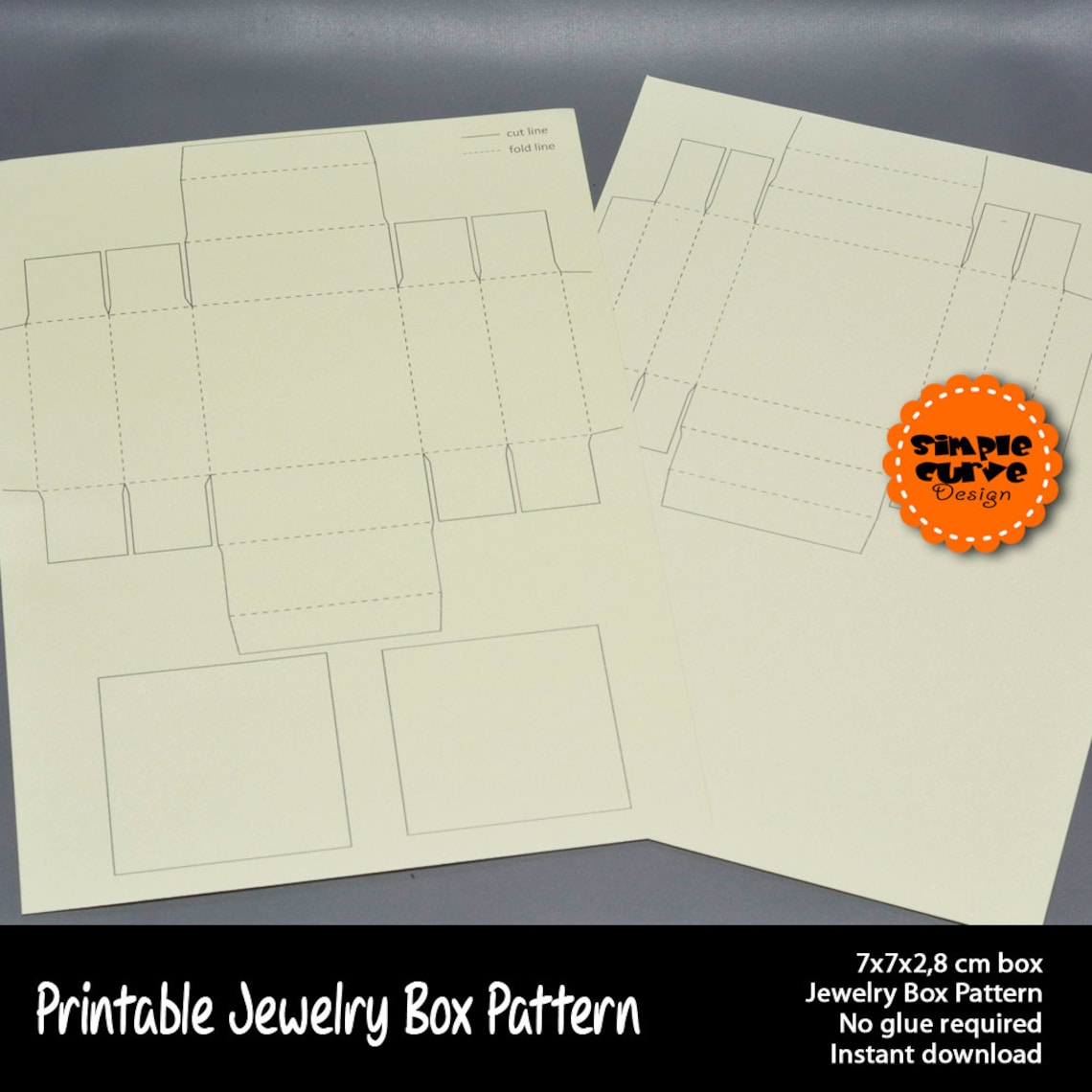 Jewelry Box Printable Pattern Packaging Gift Box Ready to Use Box ...