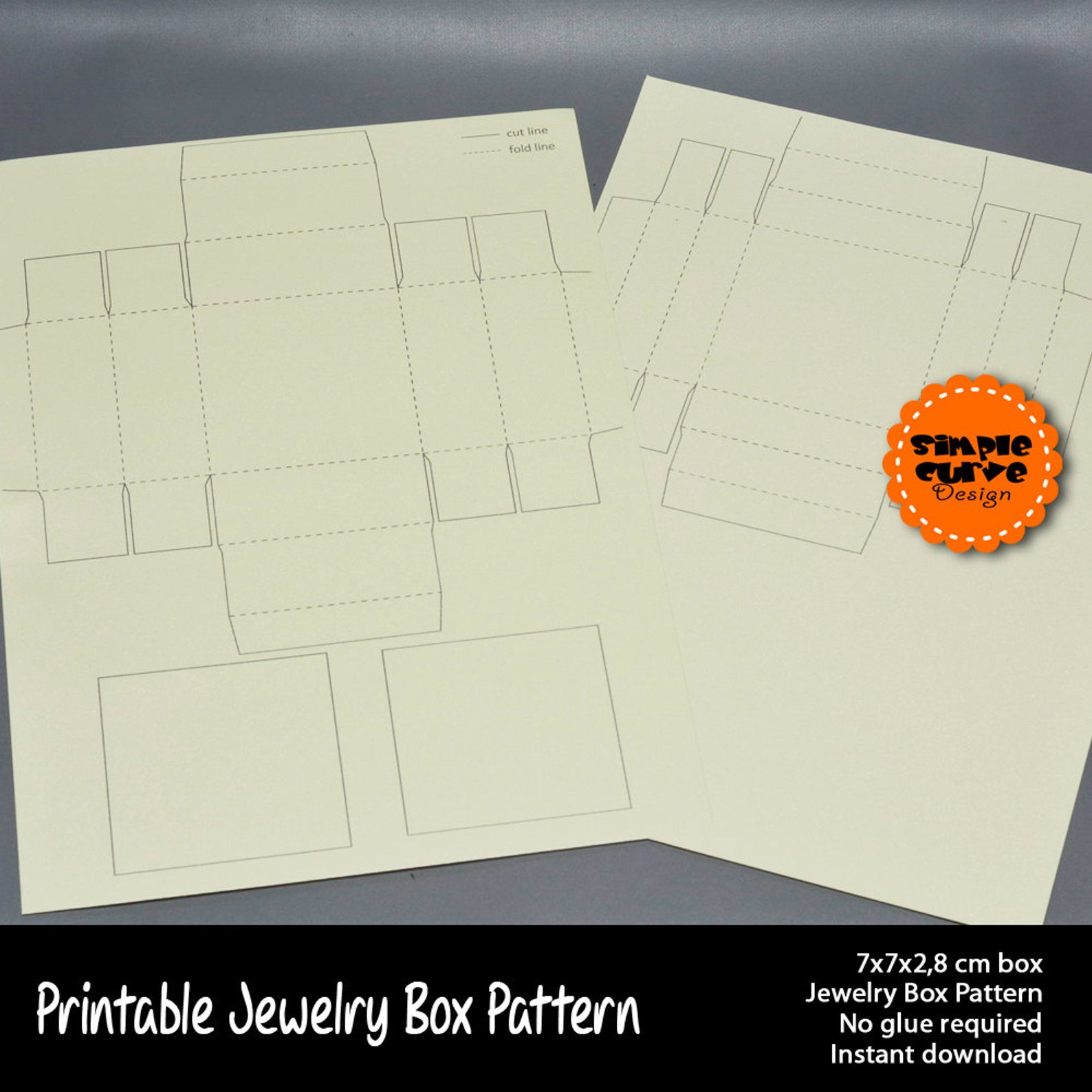 Jewelry Box Printable Pattern Packaging Gift Box Ready to Use Box ...