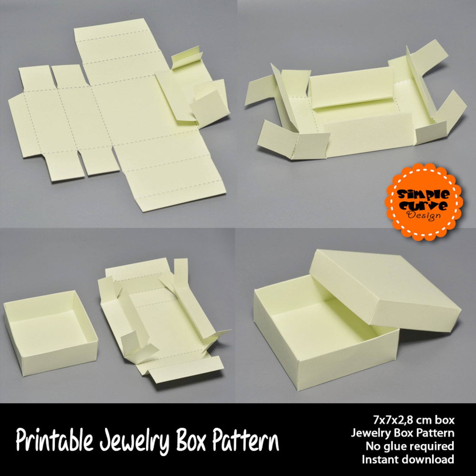 Jewelry Box Printable Pattern Packaging Gift Box Ready to Use Box ...
